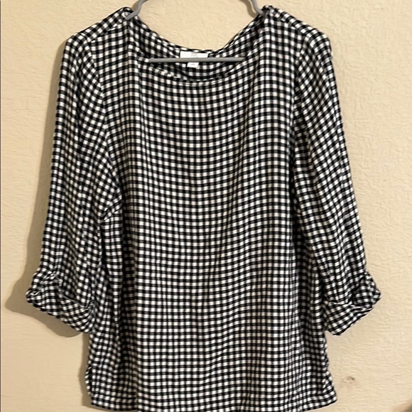 J. Jill | Tops | Black And White Checkered Womens Top Gingham Print ...
